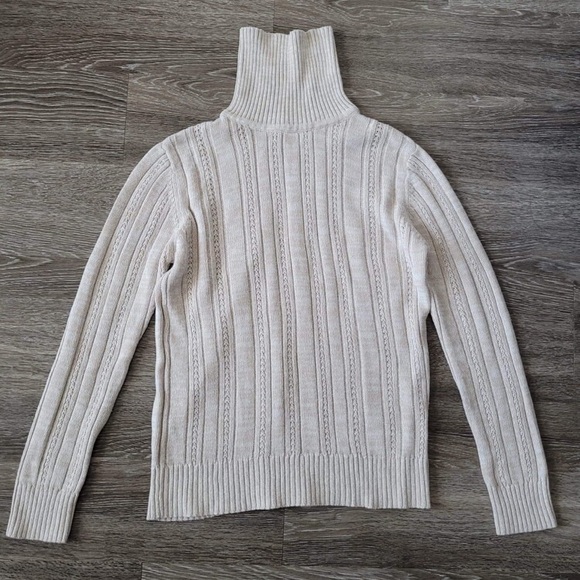 Northcrest | Sweaters | Ribbed Cable Turtleneck Sweater Beige Tan ...